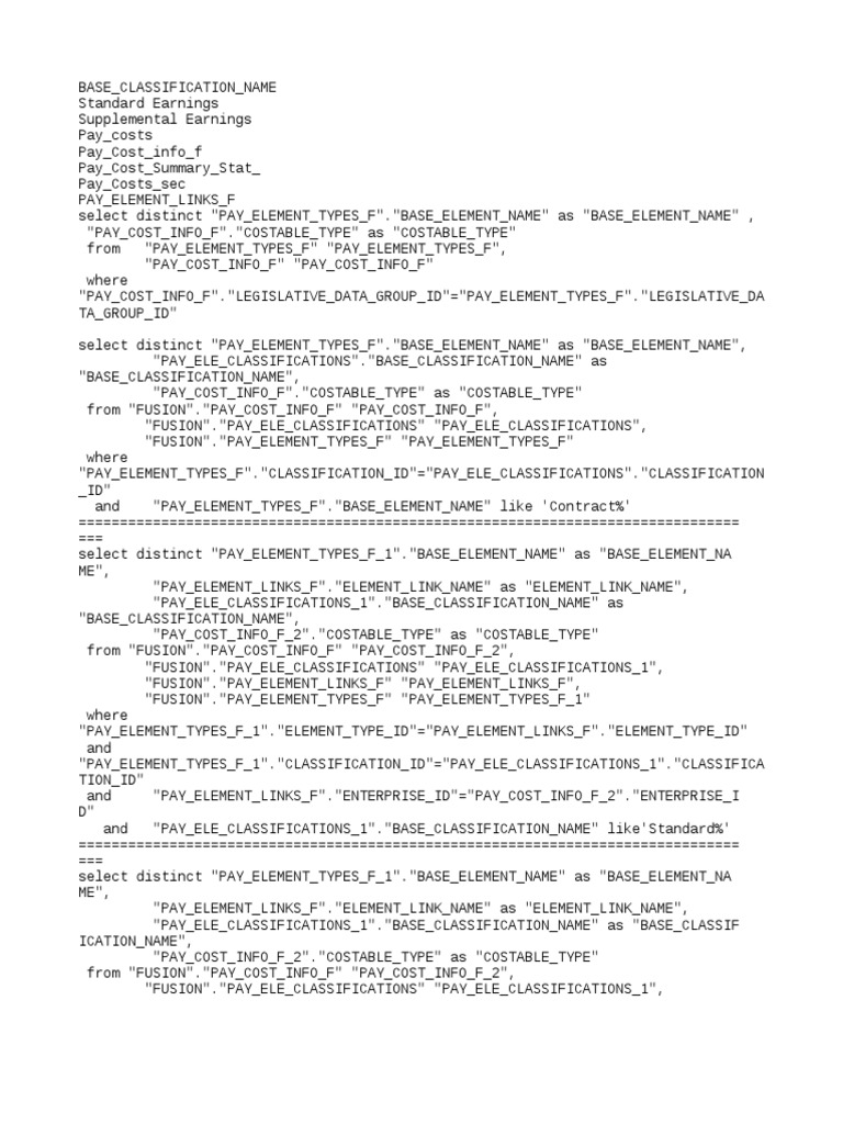 Fusion SQL Query | PDF | Databases | Information Technology Fusion SQL Query | PDF | Databases | Information Technology