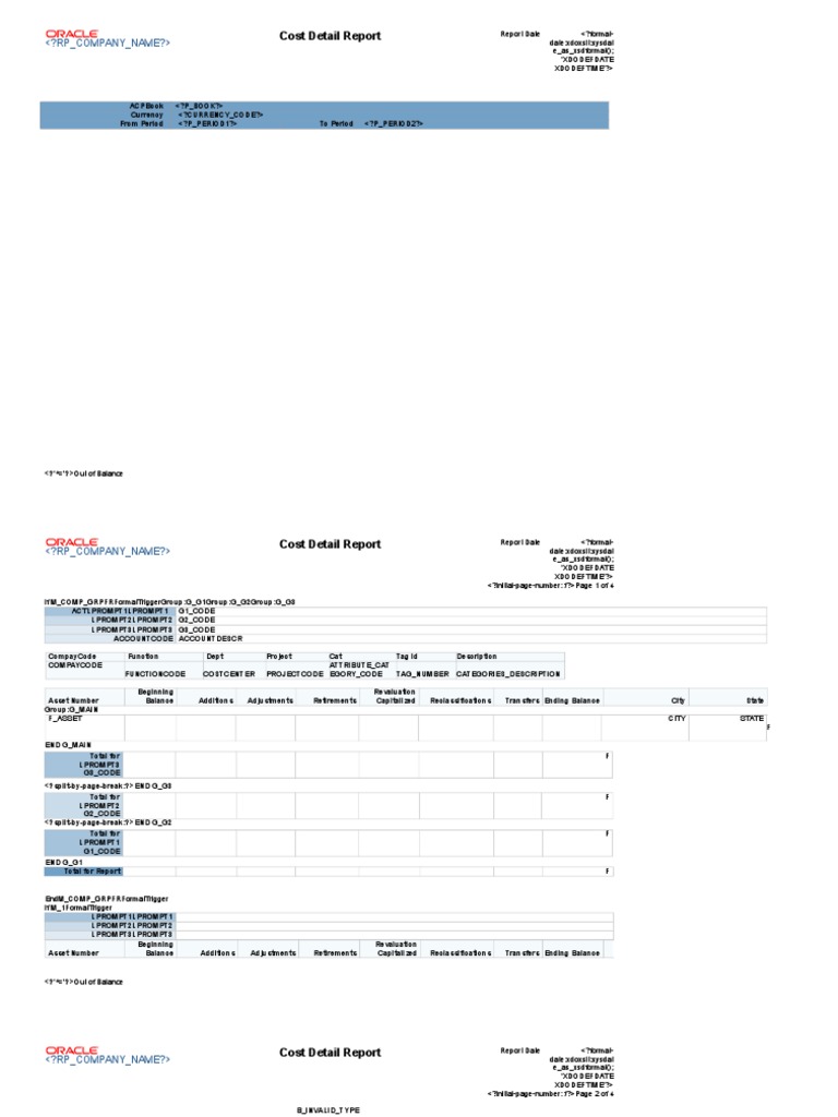Yr CW Cost Detail Report | PDF | Macroeconomics | Economies