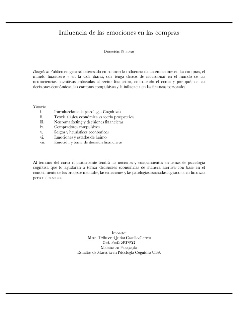 Influencia De Las Emociones En Al Toma De Decisiones Pdf Acción