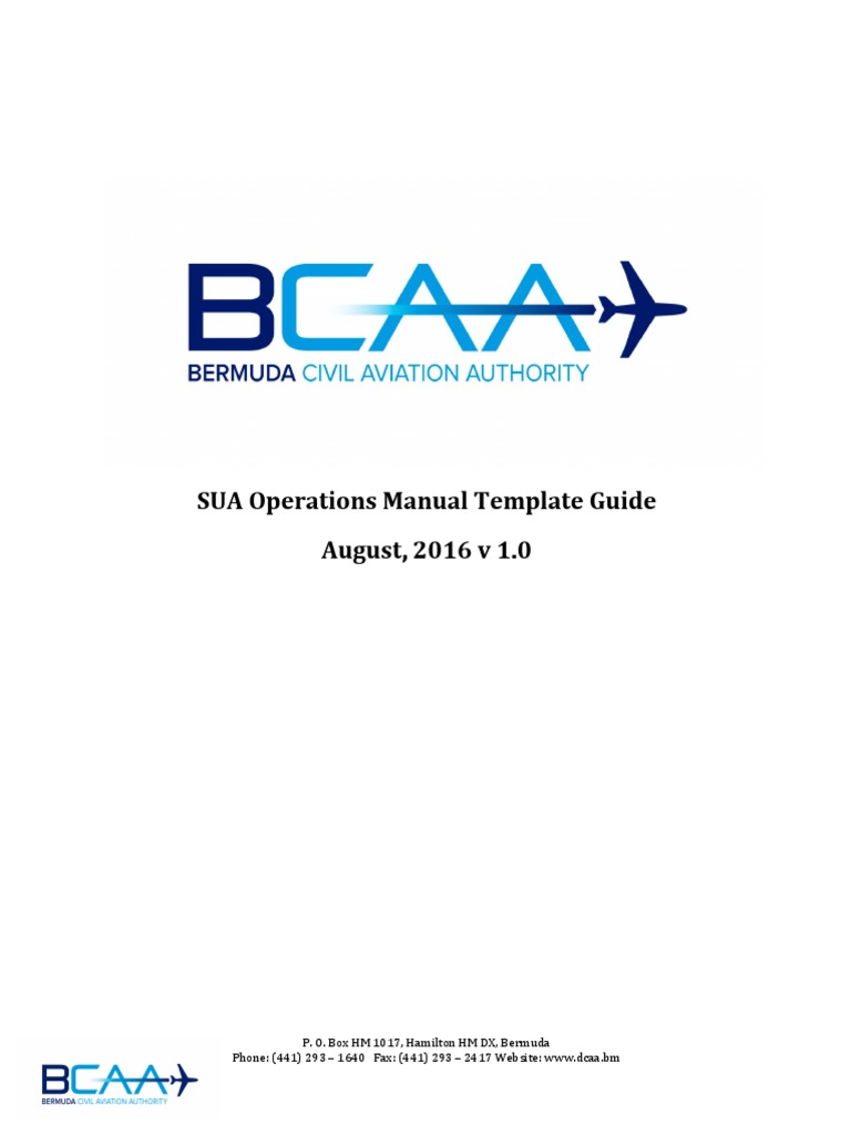 SUA Operations Manual Template Guide August, 2016 V 1.0 | PDF ...