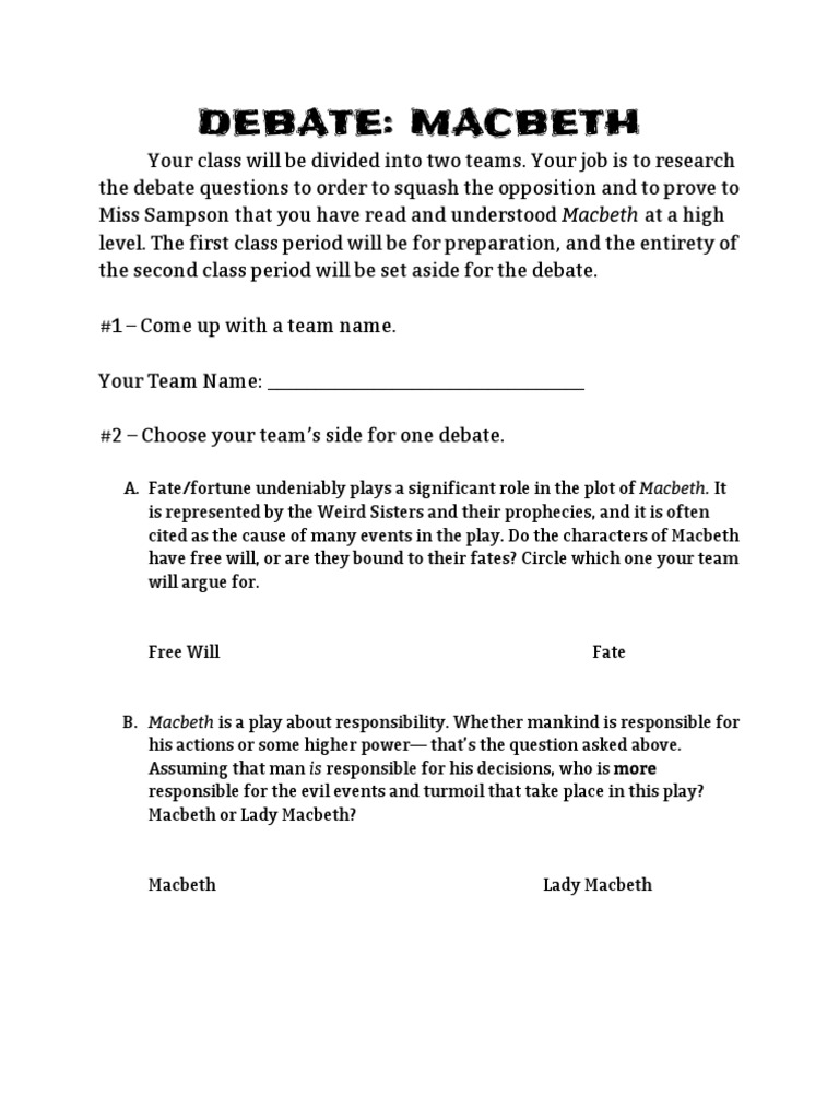Debate Macbeth | PDF