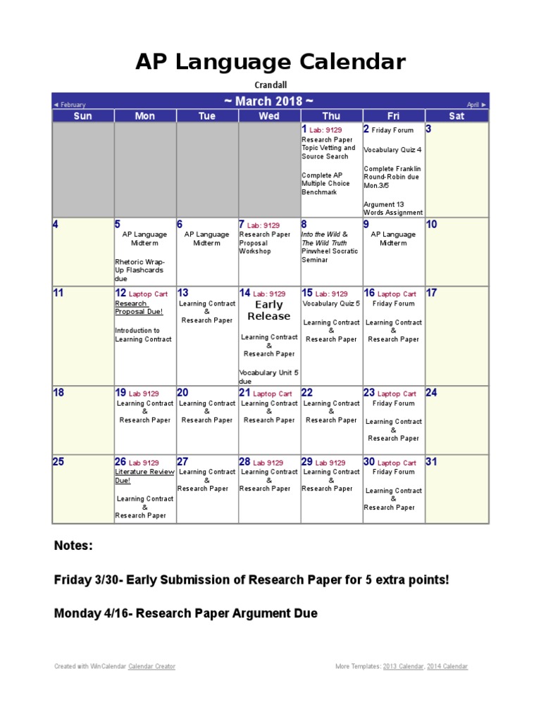 Ap March Calendar | PDF | Communication | Epistemology