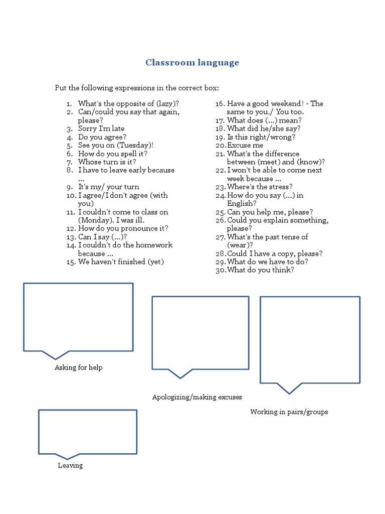 More Classroom Language Expressions | PDF