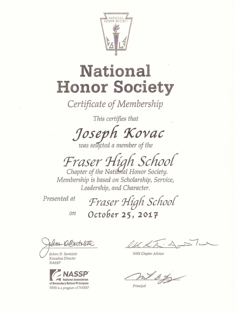 Nhs Certificate of Membership | PDF