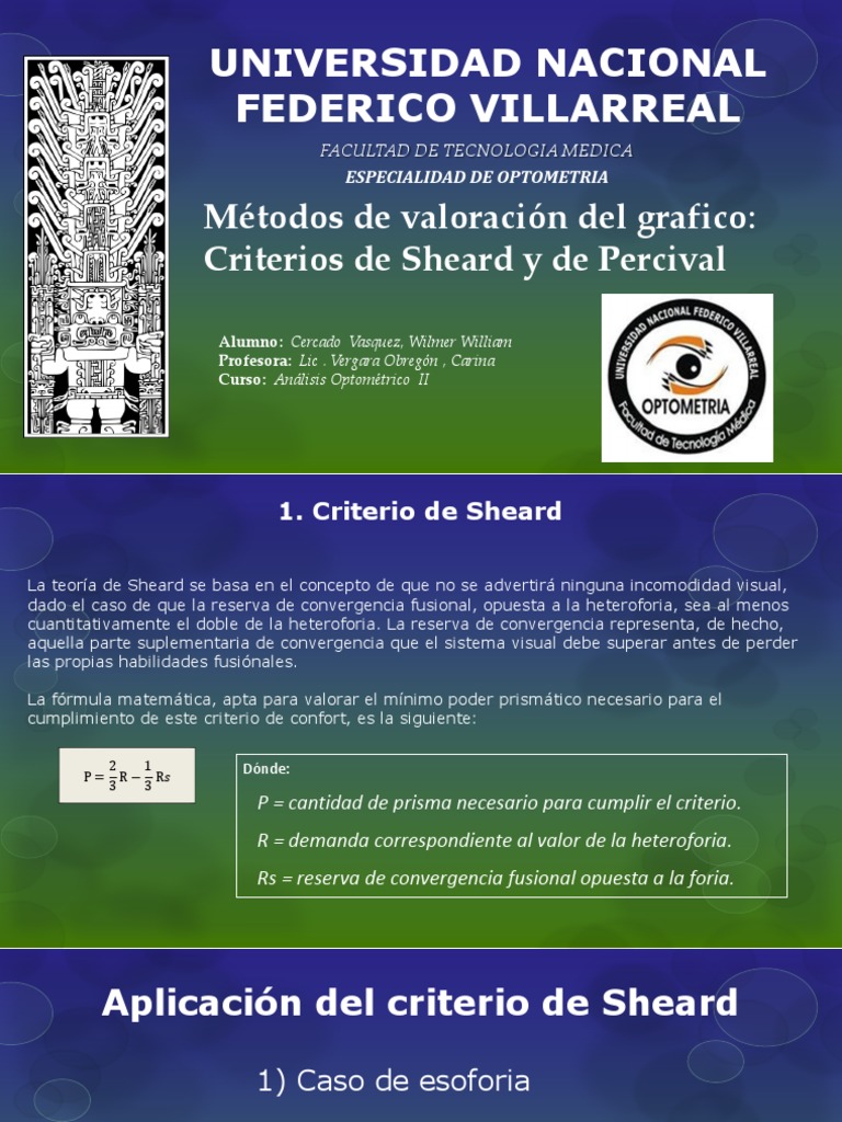 Criterios de Sheard y Percival en Optometría | PDF | Enseñanza de ...