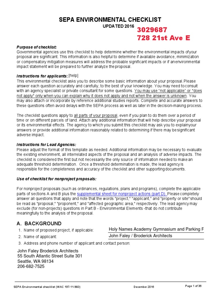 Sepa Environmental Checklist: 3029687 728 21st Ave E | Download Free ...