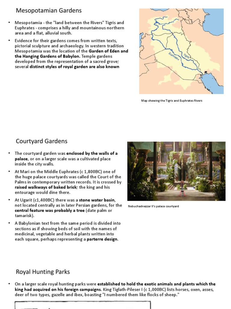 Mesopotamian Garden Designs and History | PDF | Babylon | Mesopotamia