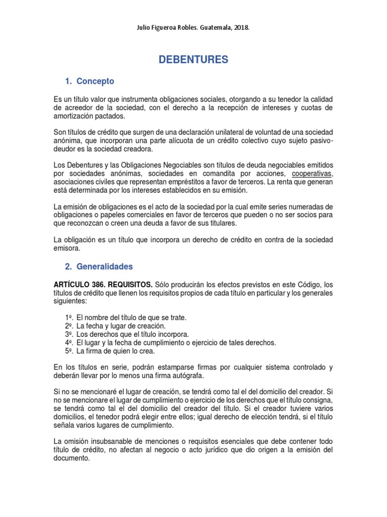 Lo Que Debes Saber Sobre Debentures en Guatemala | PDF | Instrumento ...