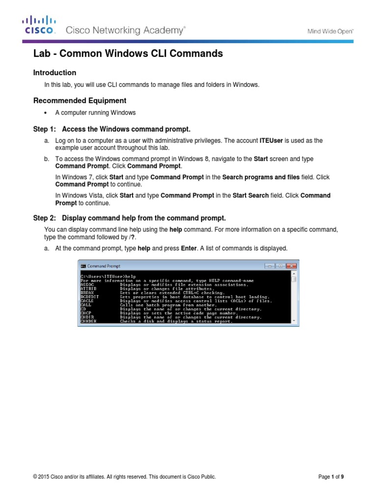 6.1.5.4 Lab - Common Windows CLI Commands | PDF | Command Line Interface | Directory (Computing)