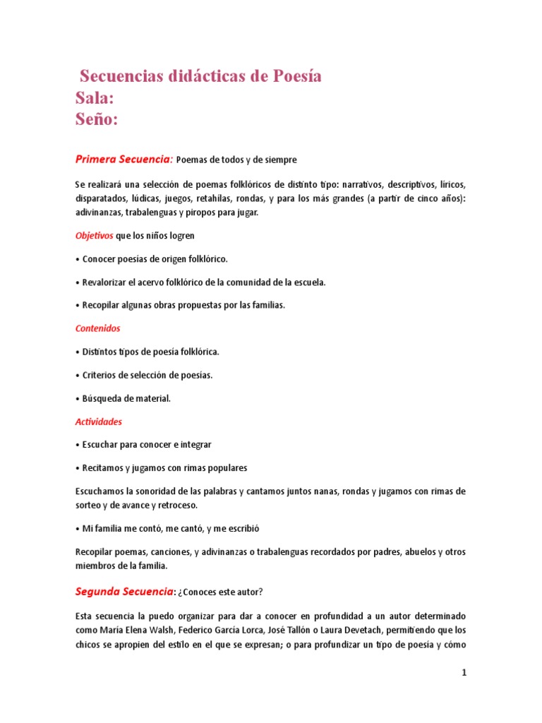 Secuencias Didácticas de Poesía | PDF | Poesía | Autor