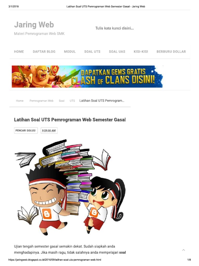 Soal Pilihan Ganda Pemrograman Web UTS | PDF