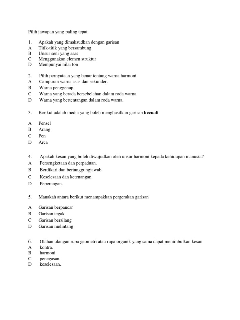 Pilih Jawapan Yang Paling Tepat | PDF