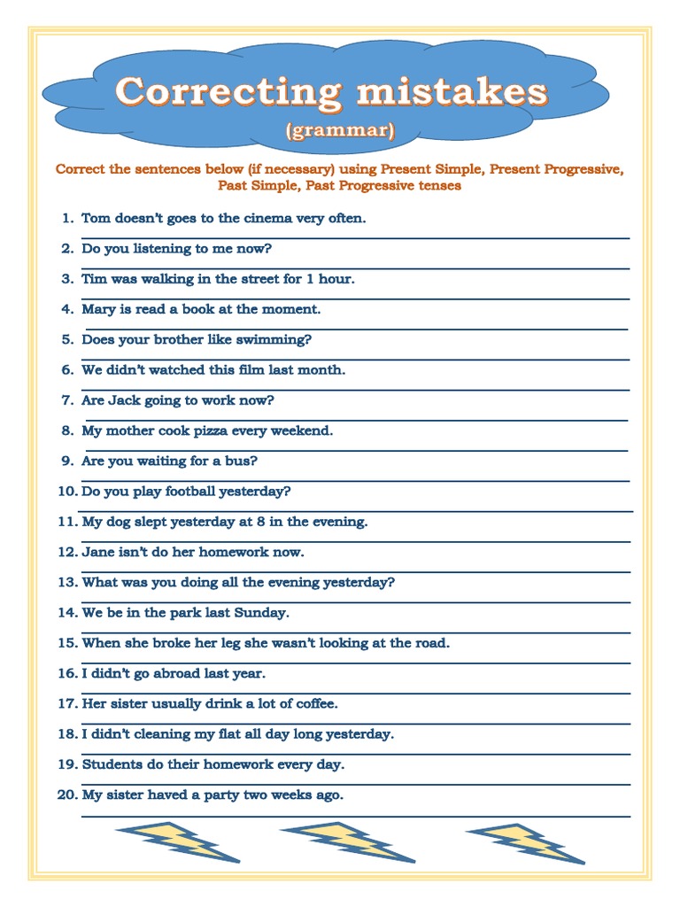 Correcting Mistakes Present Simpleprogressivepast 98970 | PDF