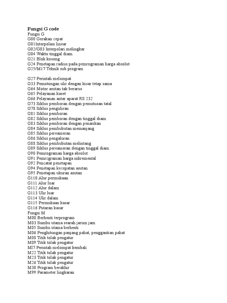 Fungsi G Code | PDF