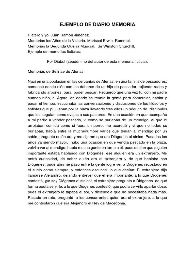 Ejemplo de Diario Memoria