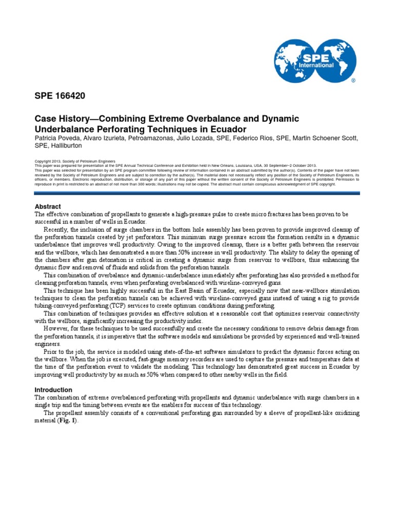 Comnining Extreme Overbalance and Dynamic Underbalance Perf Tecniques ...