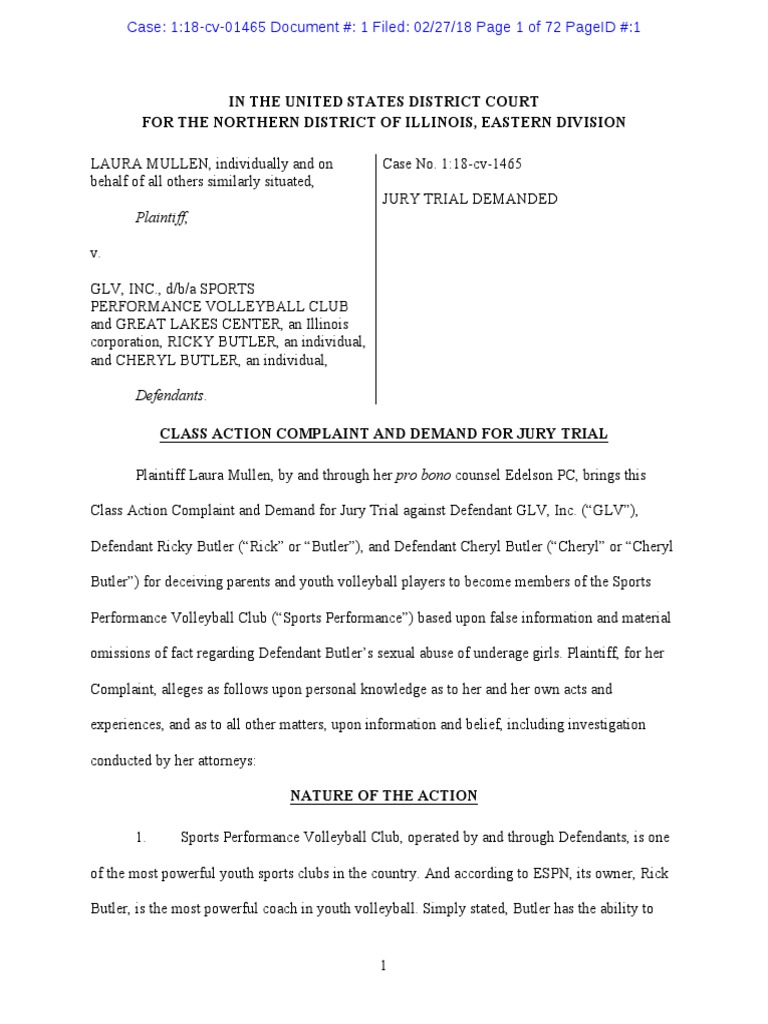 Volleyball Lawsuit | PDF | Lawsuit | Complaint