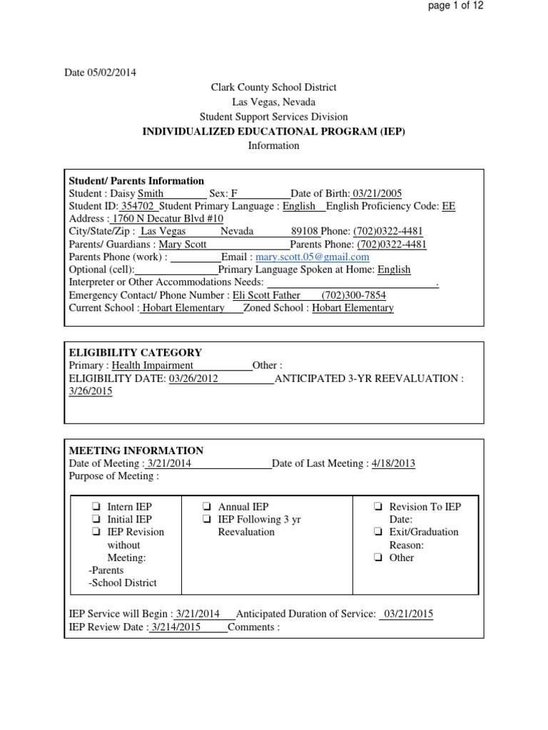 Individualized Educational Program (Iep) | PDF | Individualized ...