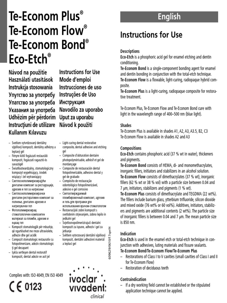Te-Econom Plus, Flow, Bond, Eco-Etch | Download Free PDF | Tooth Enamel ...