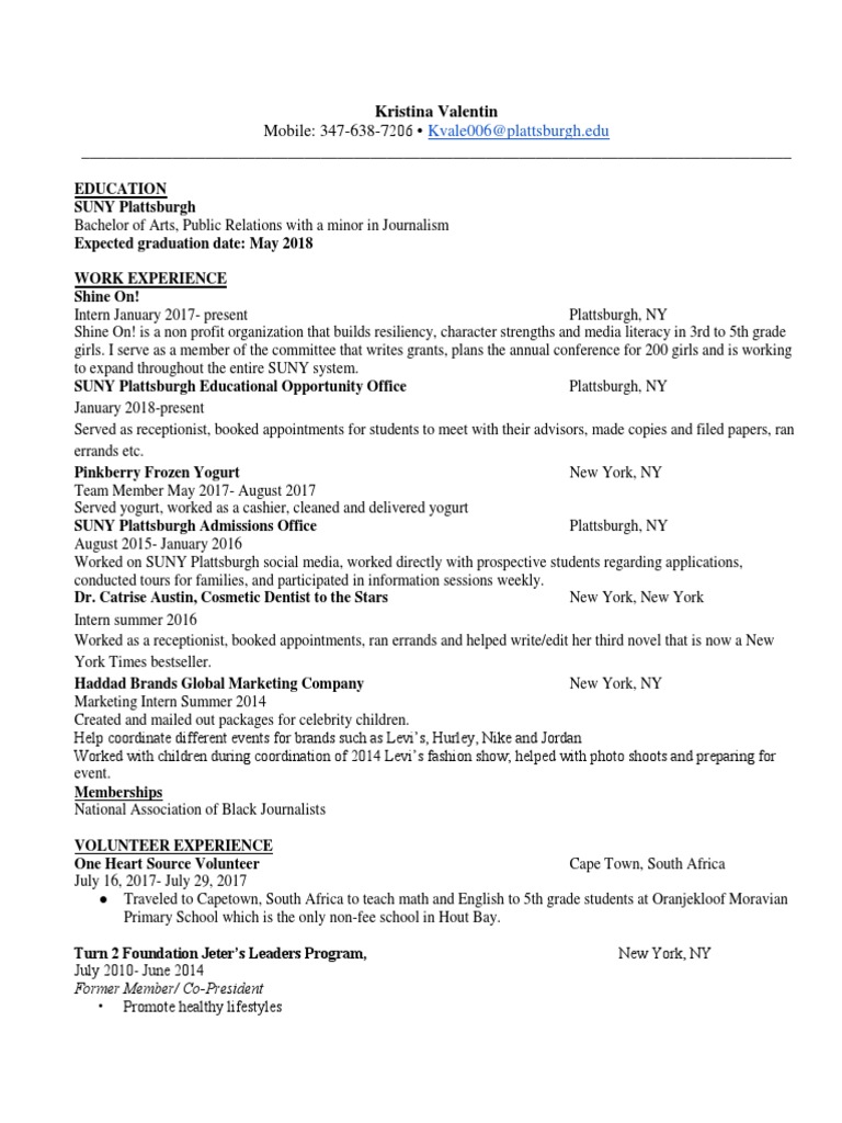 2018 Resume 1 | PDF | Behavior Modification | Communication