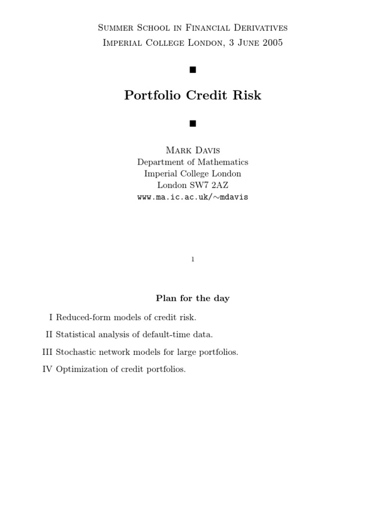 Portfolio Credit Risk | PDF | Collateralized Debt Obligation | Bond ...