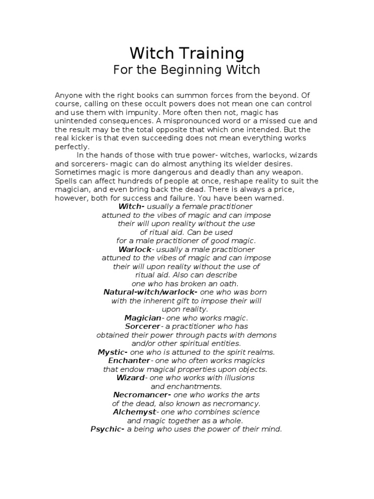 Witch Training | PDF | Magician (Fantasy) | Witchcraft