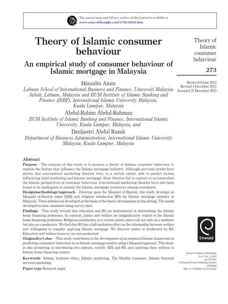 Amin, Rahman, Razak, 2014, Theory of Islamic Consumer Behaviour An Empirical Study of Consumer ...