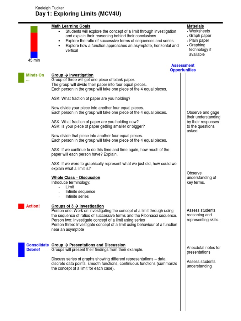 Limit Lesson Plan | PDF | Sequence | Series (Mathematics)