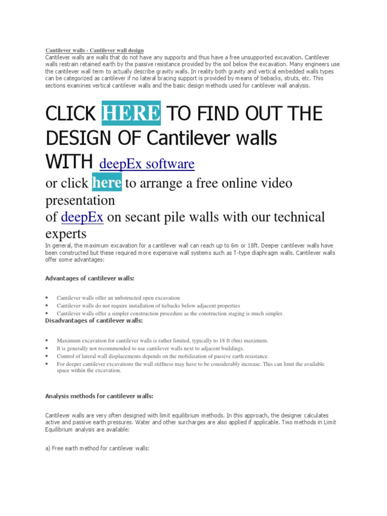 Click To Find Out The Design of Cantilever Walls With: Deepex Software ...