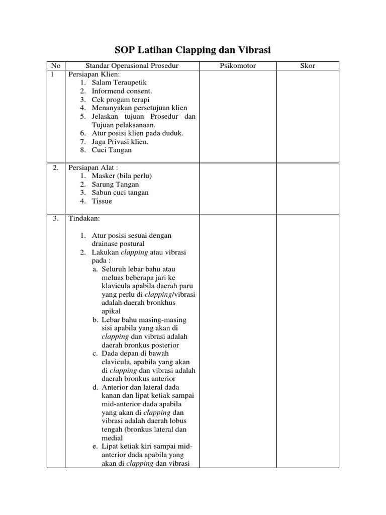 SOP Clapping dan Vibrasi | PDF | Kajian Bahasa Asing
