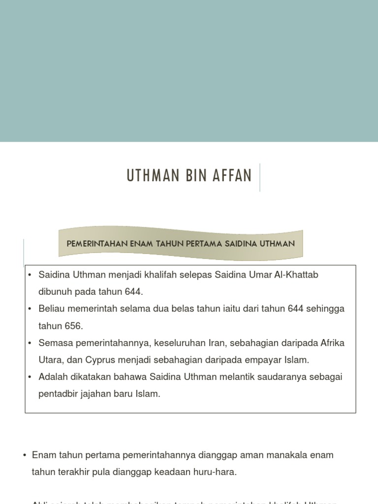 Uthman Bin Affan | PDF