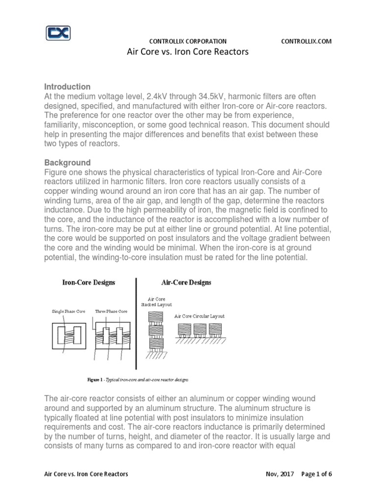 Air Core Versus Iron Core Reactors | PDF | Inductance | Flux