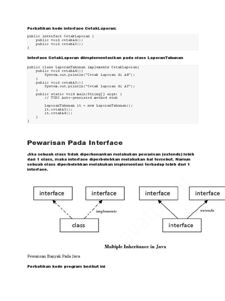 Interface Java dan Pewarisan Ganda | PDF | Komputer | Teknologi & Rekayasa