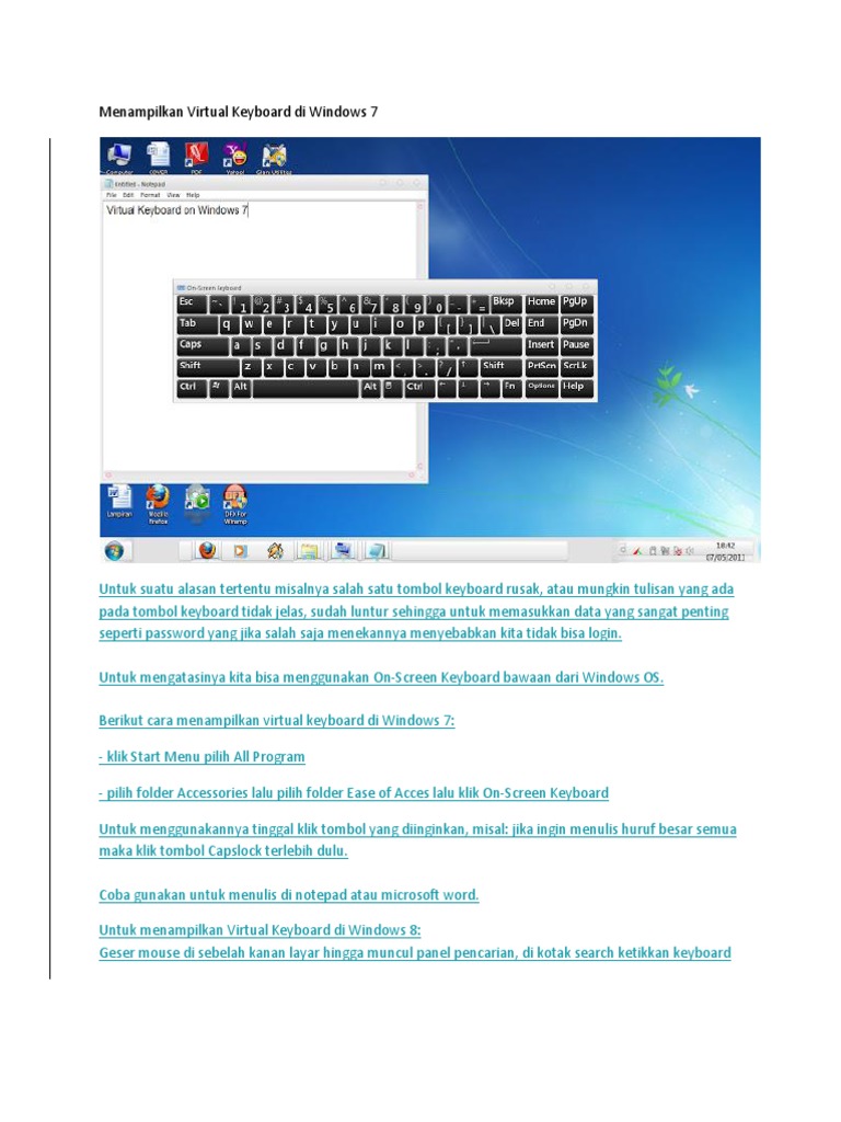 Virtual Keyboard Windows 7 | PDF | Komputer