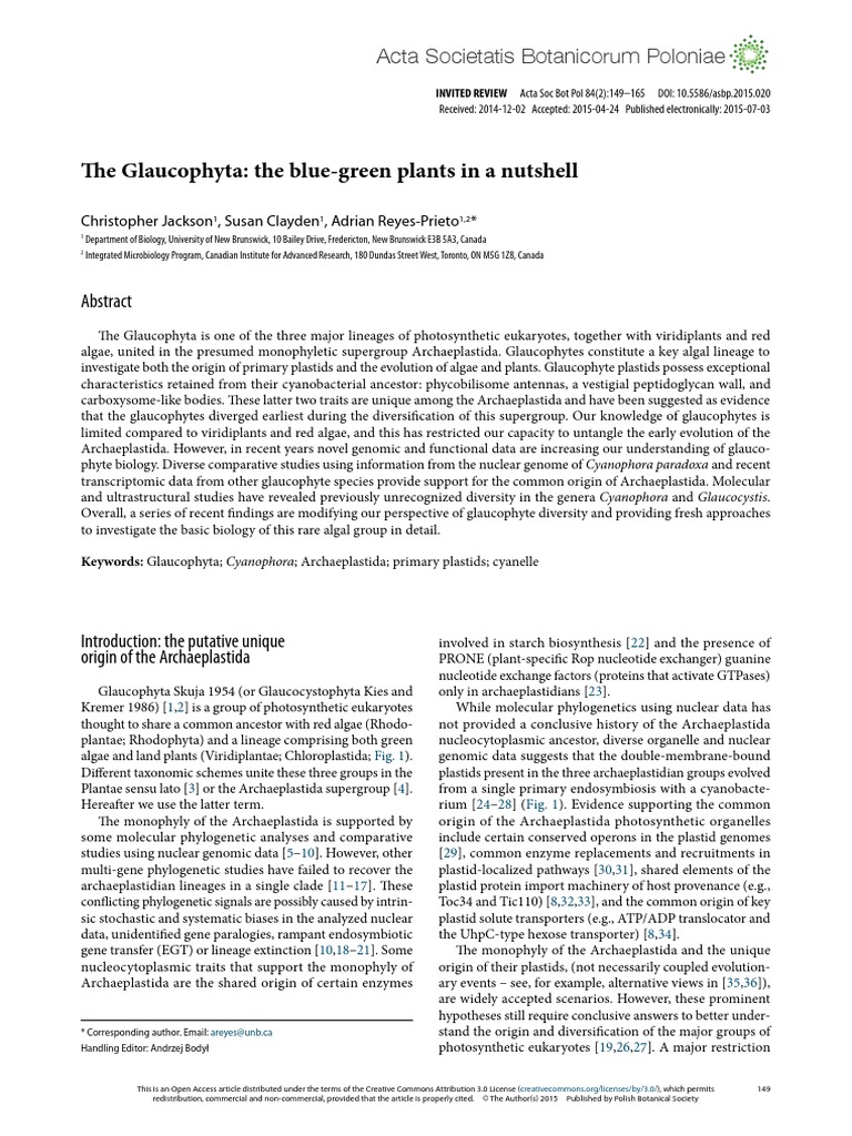 Glaucophyta 1 | PDF | Eukaryotes | Life Sciences