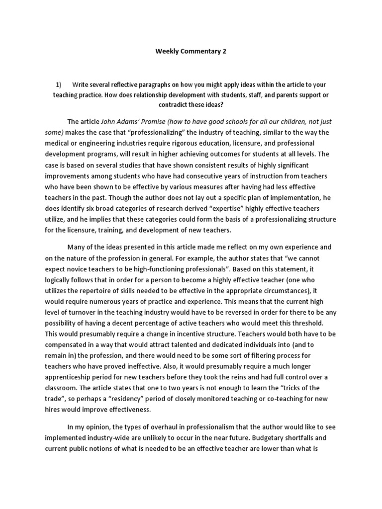 Weekly Commentary 2 John Adams | PDF | Motivation | Motivational