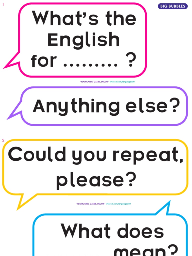 Speech Bubbles For Classroom Language BW | PDF