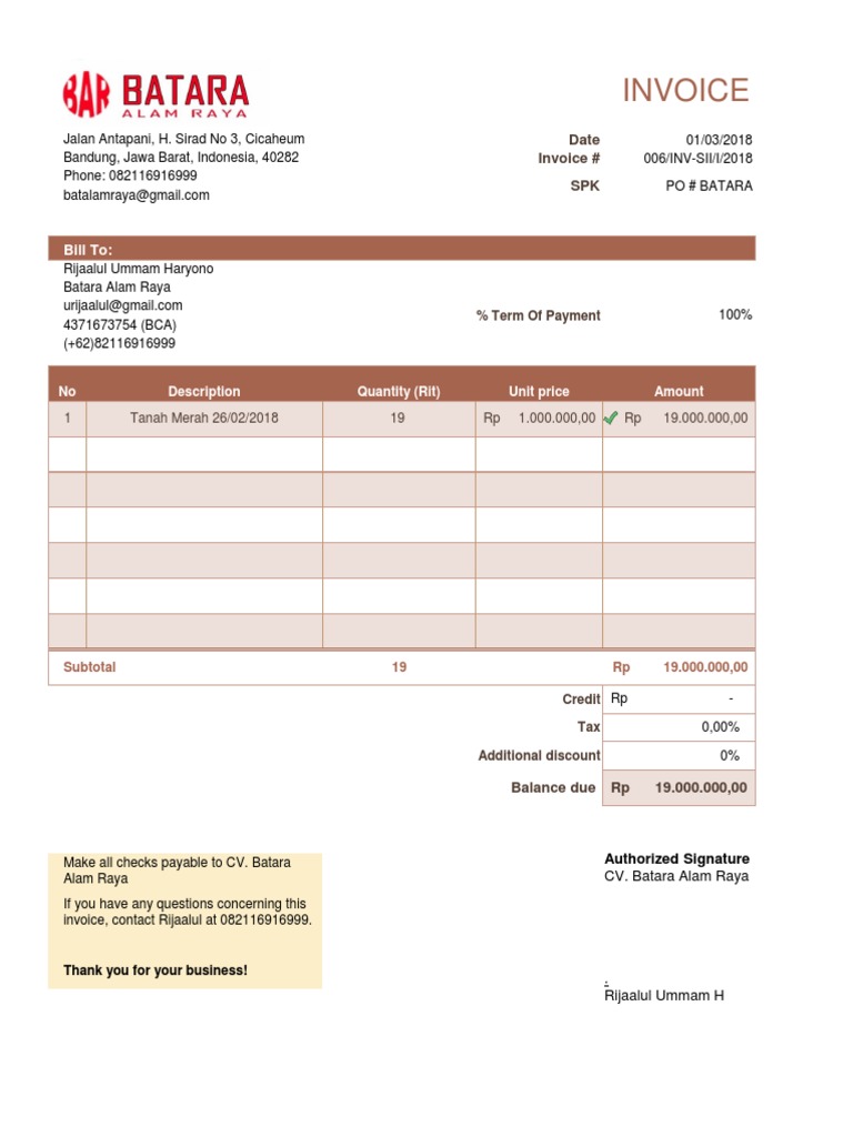 Contoh Invoice | PDF