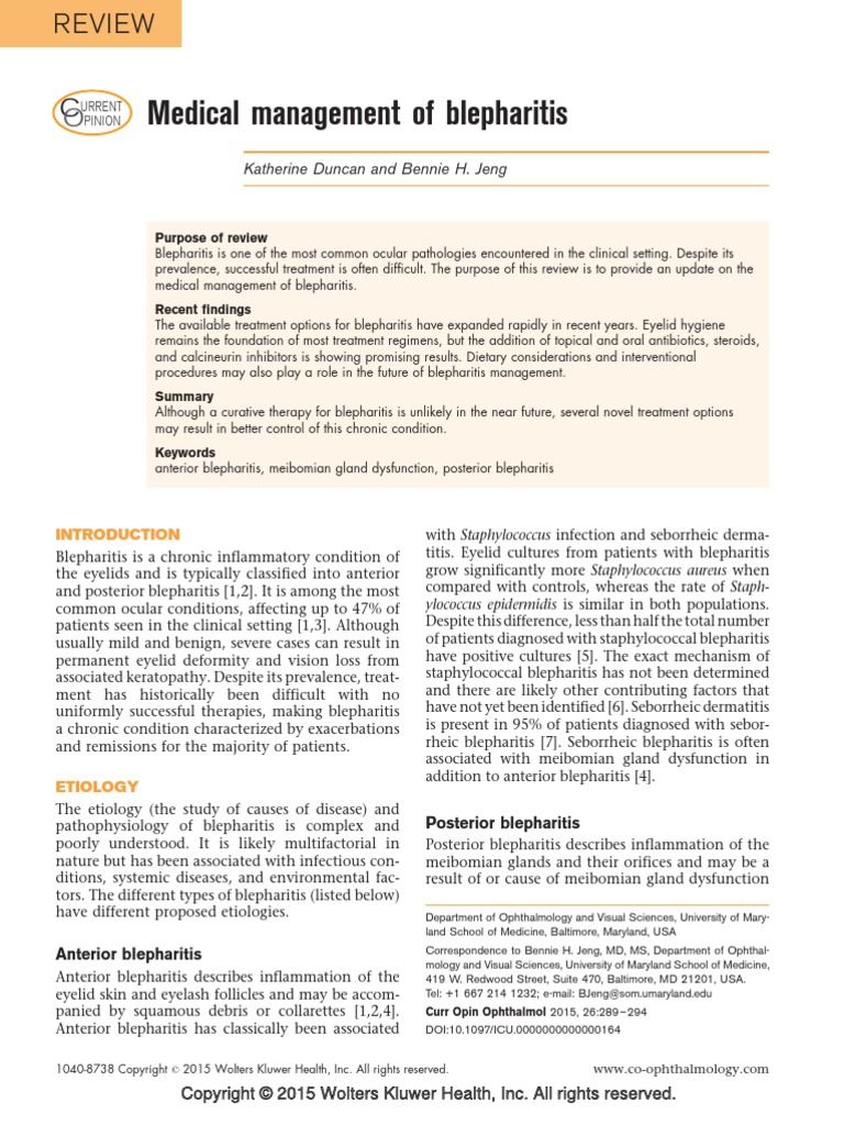 Medical Management of Blepharitis | PDF | Medical Specialties ...