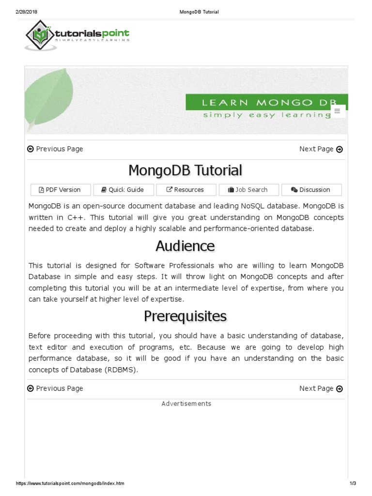 Mongodb Tutorialpdf 