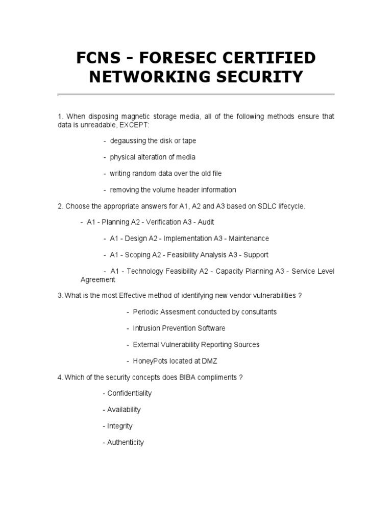 Exam FCNS | PDF | Computer Security | Security