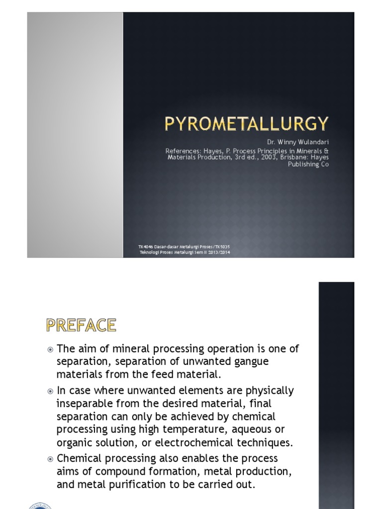 Pyro Metallurgy | PDF | Iron | Atoms