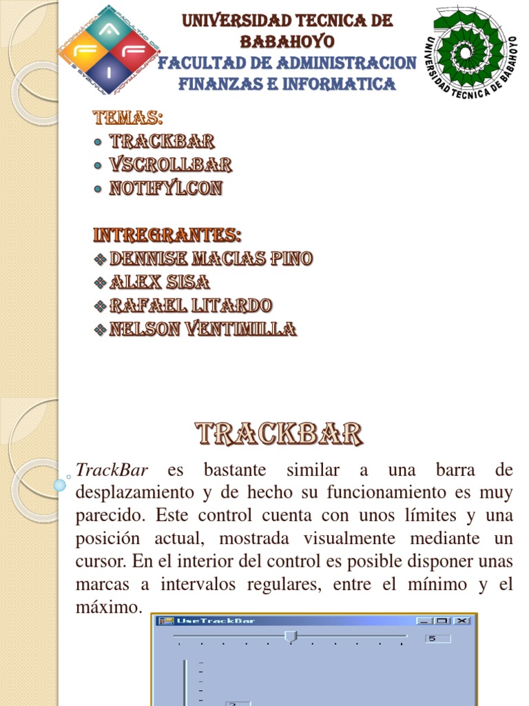 Introducción a los controles TrackBar y ScrollBar en Visual Basic | PDF