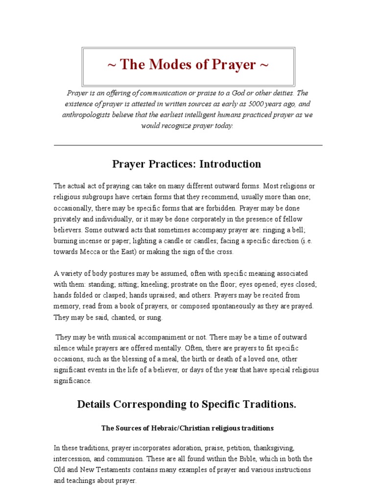 The Modes of Prayer | PDF | Prayer | Kabbalah