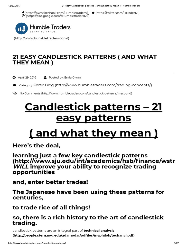 21 Easy Candlestick Patterns (And What They Mean) - HumbleTraders | PDF ...