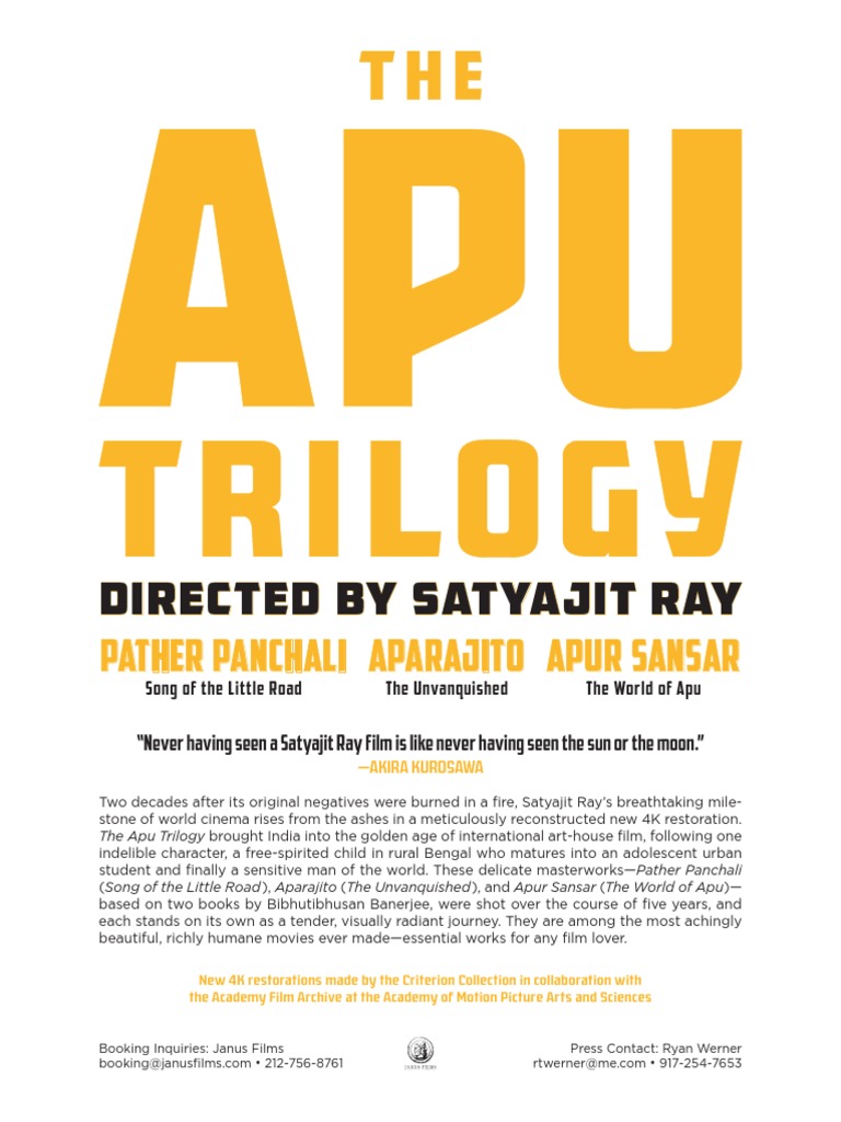 Apu Trilogy Press | PDF | Cinema | Leisure