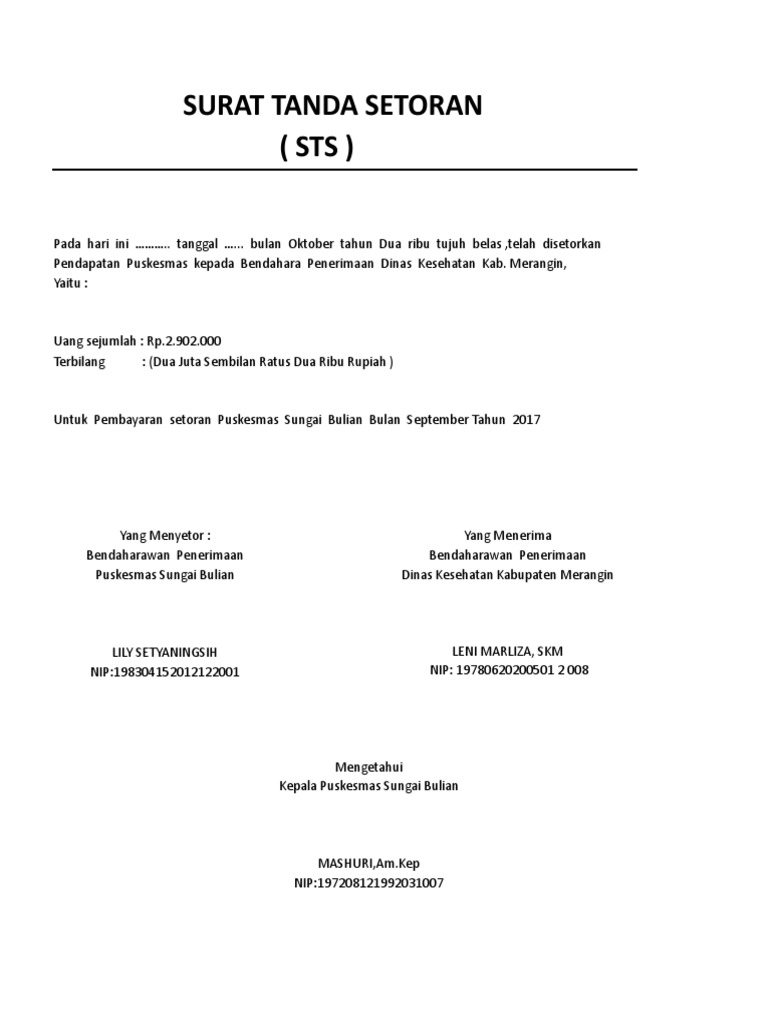 2 Surat Tanda Setoran Bulan Feb | PDF