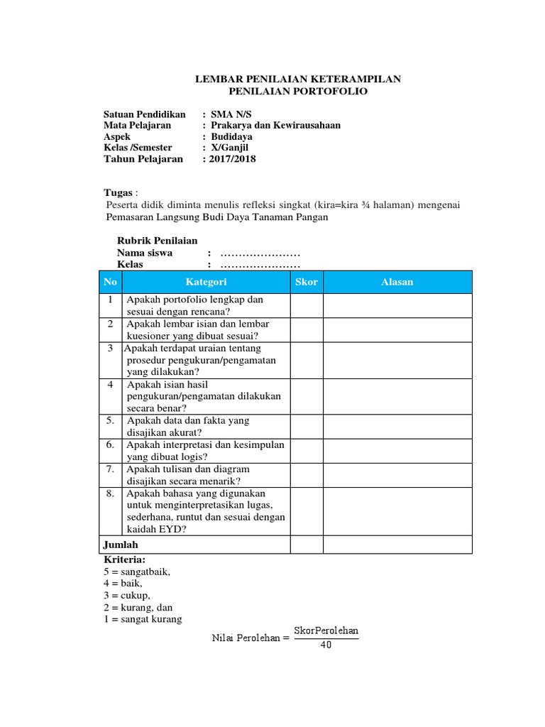 13.lampiran Portofolio RPP 5 | PDF