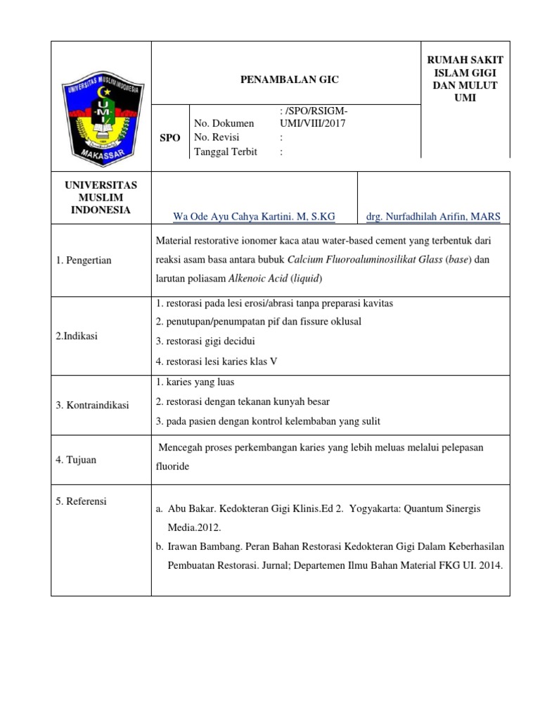 SPO Penambalan GIC | PDF