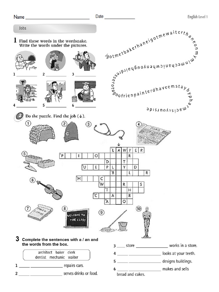 Jobs Worksheet | PDF